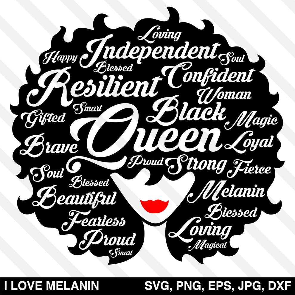 Black Queen Afro Woman SVG – I Love Melanin